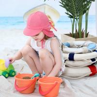China Kids Wide Brim Beach Hat with Neck Cover UPF 50+ 100% Polyester 46cm for sale