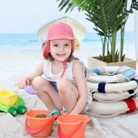 China Kids Wide Brim Beach Hat with Neck Cover UPF 50+ 100% Polyester 46cm for sale