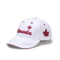 China SGS 6 Panel Custom Embroidered Baseball Caps Canada Maple Leaves for sale
