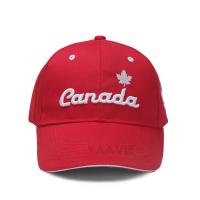China SGS 6 Panel Custom Embroidered Baseball Caps Canada Maple Leaves for sale