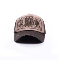 China 6 Panel Vintage Distressed Baseball Caps Embroidered 58cm 100% Cotton for sale