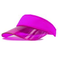 China Transparent Sun Visor Caps Adjustable 56cm 58cm Fluorescent Color for sale