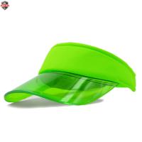 China Transparent Sun Visor Caps Adjustable 56cm 58cm Fluorescent Color for sale
