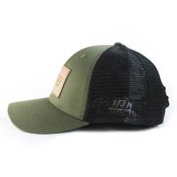 China OEM ODM Outdoor 6 Panel Fishing Trucker Hat With Leather Patch for sale