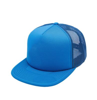 China 100% Polyester Foam 5 Panel Flat Bill Trucker Cap 58cm Adult Size OEM ODM for sale