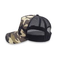 China Custom Logo Camo Mesh Trucker Caps Unisex 6 Panel OEM ODM for sale