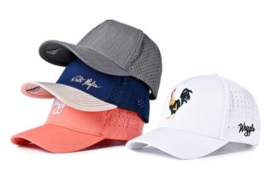 China Custom Waterproof 5 Panel Baseball Cap with Laser Cut Holes 8cm Brim for sale