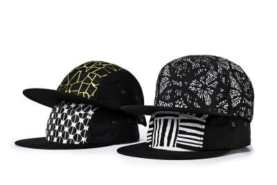 China Custom 5 Panel Camp Cap Wool Felt Polyester 58cm Unstructured Flat Brim Hat for sale