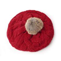 China Winter Women Knit Beanie Hat 56cm Pom Pom Fur Beanie BIO Washed Cotton Custom OEM for sale