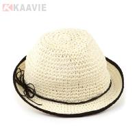 China Customized 58cm Plain Straw Panama Hat Women Beach Sun Protection Natural Grass for sale