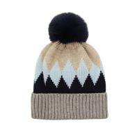 China Custom Logo Winter Unisex Faux Fur Pom Pom Beanie 58cm Adult Size SGS Approved for sale