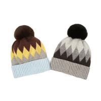 China Custom Logo Winter Unisex Faux Fur Pom Pom Beanie 58cm Adult Size SGS Approved for sale