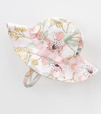 China Custom Kids Cotton Bucket Hat Sun Protection Lightweight Floral Print Fisherman Cap for sale
