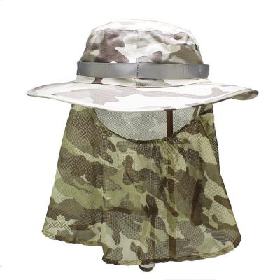 China 62cm UPF 50+ Outdoor UV Protection Unisex Bucket Hat with Neck Cover for Fishing Hiking for sale