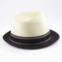 China Unisex Black Straw Fedora Hat for Outdoor Vacation Summer 54cm 58cm Custom Size for sale