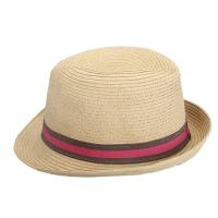 China Unisex Black Straw Fedora Hat for Outdoor Vacation Summer 54cm 58cm Custom Size for sale