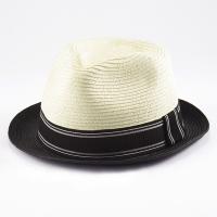 China Unisex Black Straw Fedora Hat for Outdoor Vacation Summer 54cm 58cm Custom Size for sale