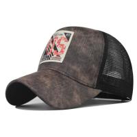 China BIO Washed Cotton Mesh Trucker Caps Distressed 58cm Black Mesh for sale
