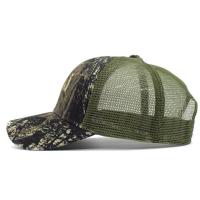 China ISO Approved Camouflage Mesh Cap 3D Embroidered Trucker Hat 6 Panel for sale