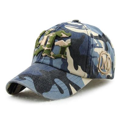 China 3D Embroidery Camouflage Cap 59cm Military Style Baseball Cap for Adults Cotton Adjustable for sale