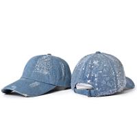 China OEM Custom Blue Denim Cotton Twill Baseball Cap 55cm Embroidery Metal Buckle for sale