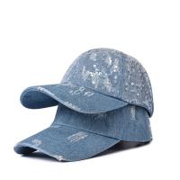 China OEM Custom Blue Denim Cotton Twill Baseball Cap 55cm Embroidery Metal Buckle for sale