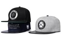 China Leather Brim 6 Panel Snapback Cap 58cm Embroidered Woven Label for sale
