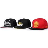 China 100% Acrylic Gold Thread New Era Snapback Caps Embroidery 48cm Flat Leather Brim for sale