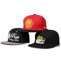 China 100% Acrylic Gold Thread New Era Snapback Caps Embroidery 48cm Flat Leather Brim for sale