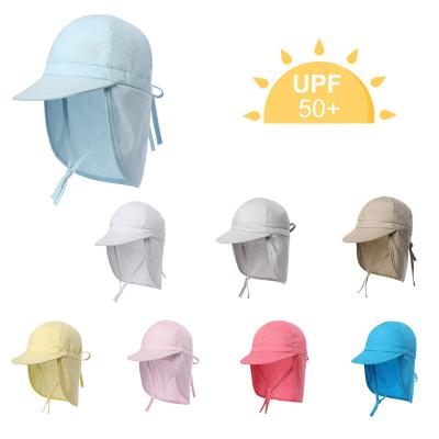 China Custom Logo UPF 50+ Kids Sun Hat Cotton Flap Cap for Beach Summer UV Protection Baby for sale