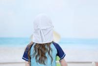 China Custom Logo UPF 50+ Kids Sun Hat Cotton Flap Cap for Beach Summer UV Protection Baby for sale