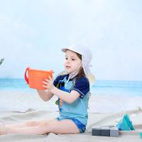China Custom Logo UPF 50+ Kids Sun Hat Cotton Flap Cap for Beach Summer UV Protection Baby for sale