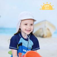 China Custom Logo UPF 50+ Kids Sun Hat Cotton Flap Cap for Beach Summer UV Protection Baby for sale