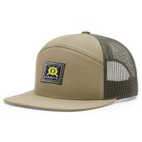 China Plastic Back Closure Embroidery Baseball Caps 7 Panel Custom Trucker Caps for sale