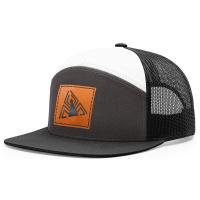 China Adults 61cm Plain Trucker Mesh Caps 7 Panel Laser Cut Hat for sale