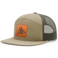 China Adults 61cm Plain Trucker Mesh Caps 7 Panel Laser Cut Hat for sale