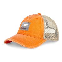 China Custom Distressed 6 Panel Baseball Cap Adjustable 58-61cm Vintage Trucker Cap for sale