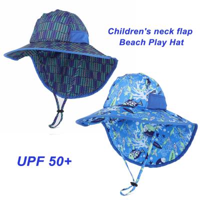 China Custom UPF 50 Sun Protection Bucket Hat for Kids Adjustable 58-61cm Cotton Fisherman Cap for sale