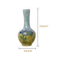 China Hand Painted Floral Ceramic Bud Vase With Tall Narrow Neck Tabletop Decor for sale