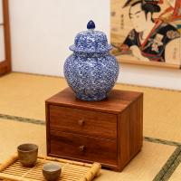 China Blue And White Ceramic Ginger Jar With Lid Decorative Porcelain Storage Jar 31cm Tall for sale