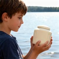 China Custom Design Biodegradable Funeral Urn Beige Color European Style Natural Return for sale