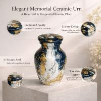 China Ceramic Memorial Funeral Ashes Urn Marble Design Gold Foil Cremation Urns OEM for sale