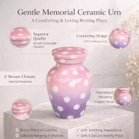 China Multi Styles Memorial Ceramic Funeral Urns Pink Purple Polka Dot For Human Ashes for sale
