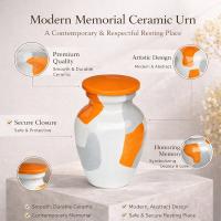 China OEM Adult Ceramic Cremation Burial Urns Orange Abstract Memorial Urns For Ashes for sale