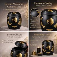 China Luxury Style Black Gold Ceramic Cremation Urns , Cremation Ash Jar OEM Design for sale