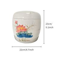 China Glossy Or Matte Handcrafted Ceramic Cremation Urn For Human Ashes Lotus Floral for sale