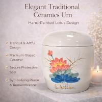 China Glossy Or Matte Handcrafted Ceramic Cremation Urn For Human Ashes Lotus Floral for sale
