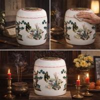 China Custom Designs Ceramic Adult Urns Hand Painted Large Capacity Porcelain Cremation Urns for sale