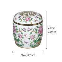 China Porcelain Peony Design Adult Cremation Urn , Ceramic Urns For Human Ashes OEM for sale