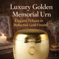 China Luxury Gold Ceramic Memorial Urn Precise Detailing For Human Ashes for sale